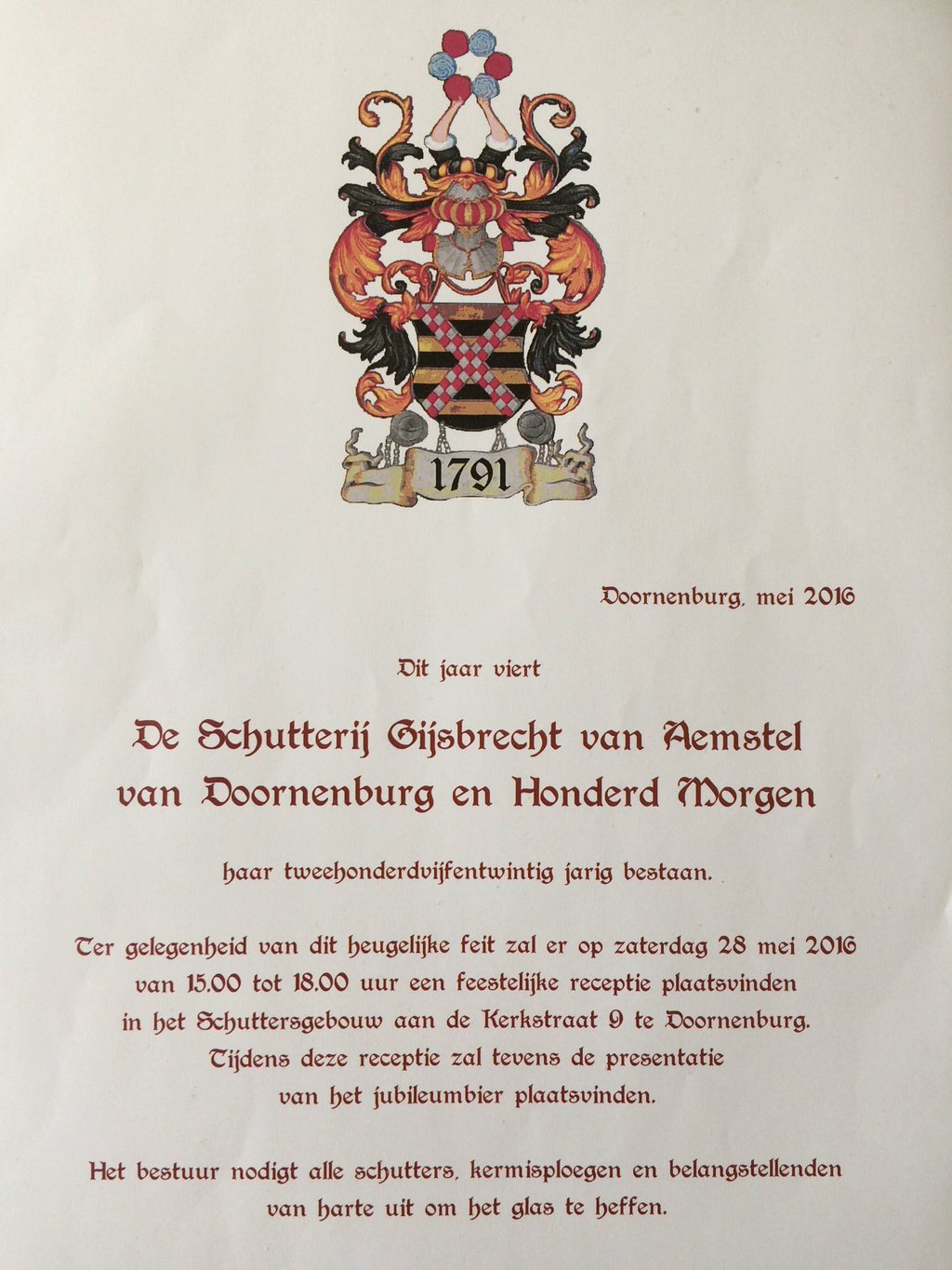Receptie 225 jaar Schutterij met presentatie jubileumbier - Schutterij ...